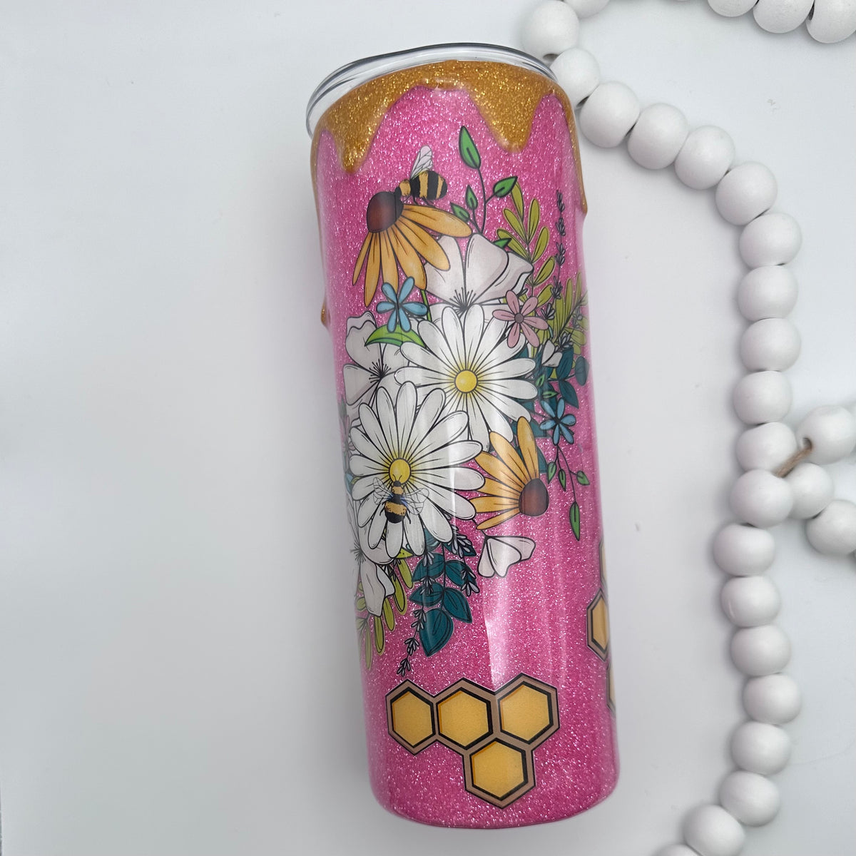*Pink Bees and Honeycomb with drips Tumber - 20 oz In stock – Beeutiful ...